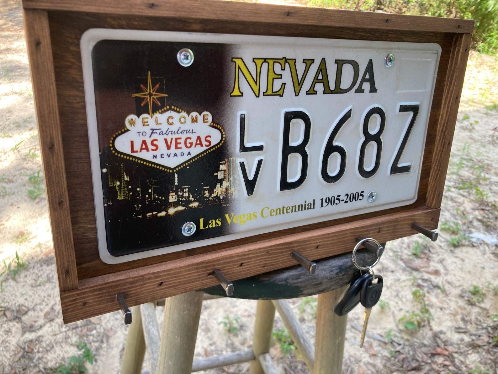 Custom Rustic Empty Wood License Plate Display Frame With Key - Etsy