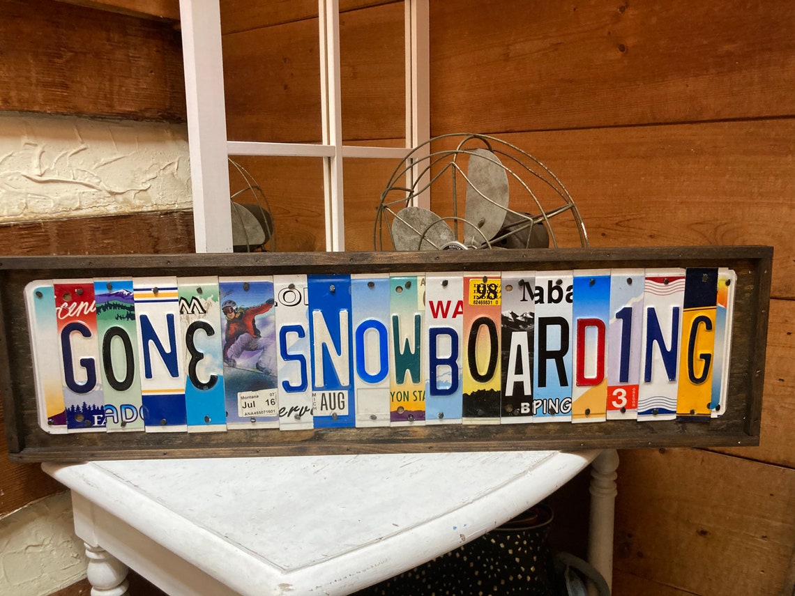 Gone Snowboarding Sign License Plate Art Skiing Mountain | Etsy