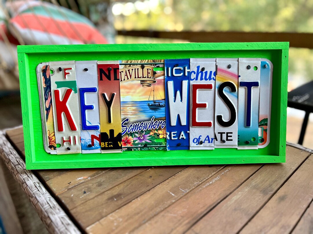 KEY WEST Sign License Plate Sign, Beach Decor, Florida Keys Sign, Beach ...