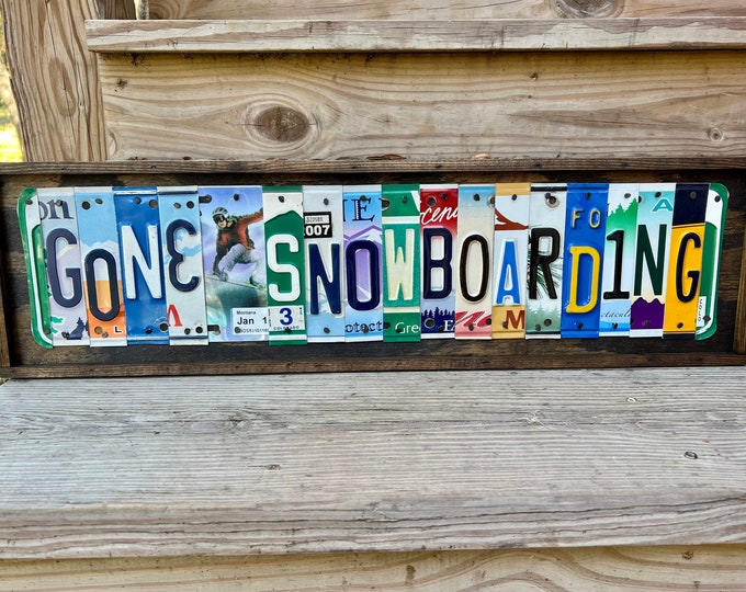 Gone Snowboarding Sign License Plate Art Skiing Mountain - Etsy