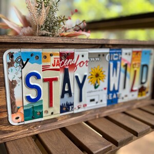 Stay Wild License Plate Sign Art Gift Georgia Wildflower Adventure ...