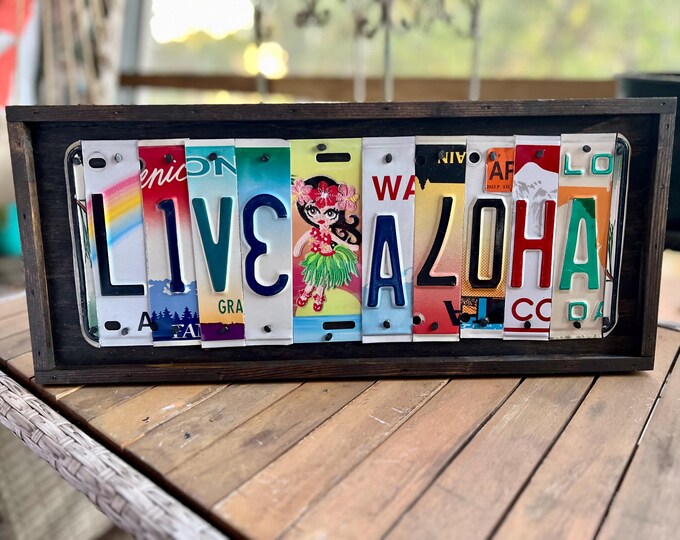Aloha License Plate Sign, Rustic Hawaiian Decor Housewarming Gift ...