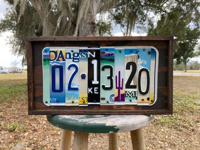Custom Date Sign Anniversary or Wedding License Plate Art | Etsy