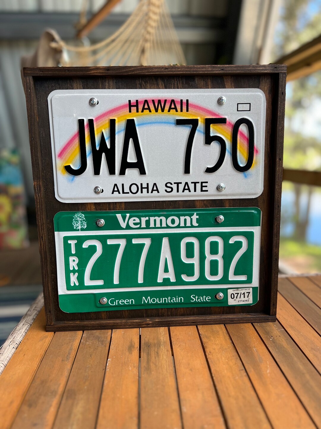 Display Frame for 2 License Plates Empty Wood Frame Gift Home Decor Man ...