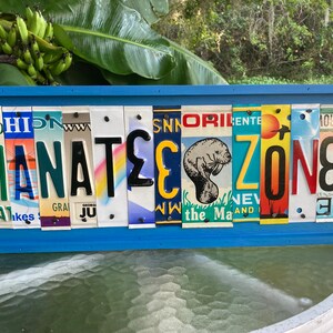 Manatee sign art license plate sign gift florida springs | Etsy