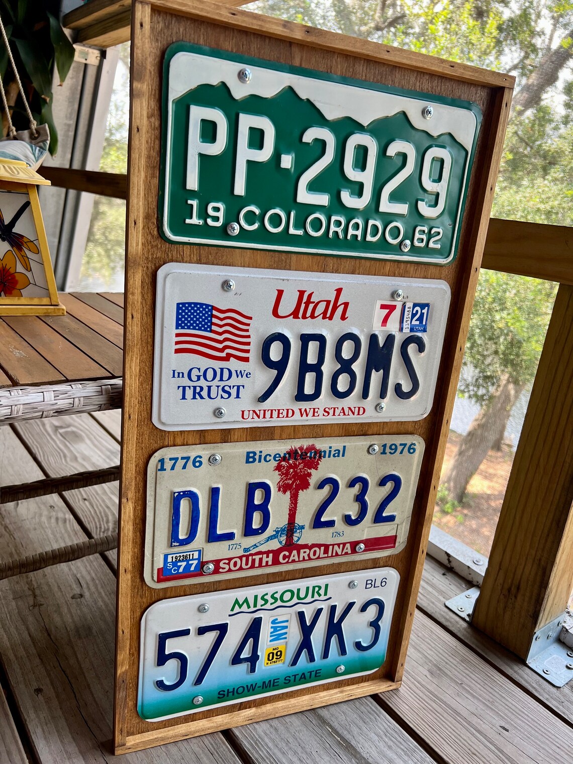 Rustic Wood License Plate Display Frame: Holds 4 Plates - Etsy