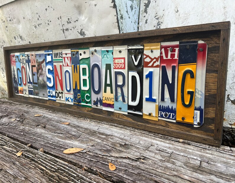 Gone Snowboarding Sign License Plate Art Skiing Mountain - Etsy