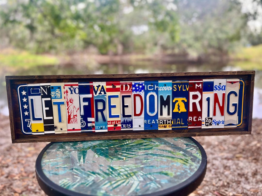Let Freedom Ring Patriotic License Plates Sign Independence Day Decor ...
