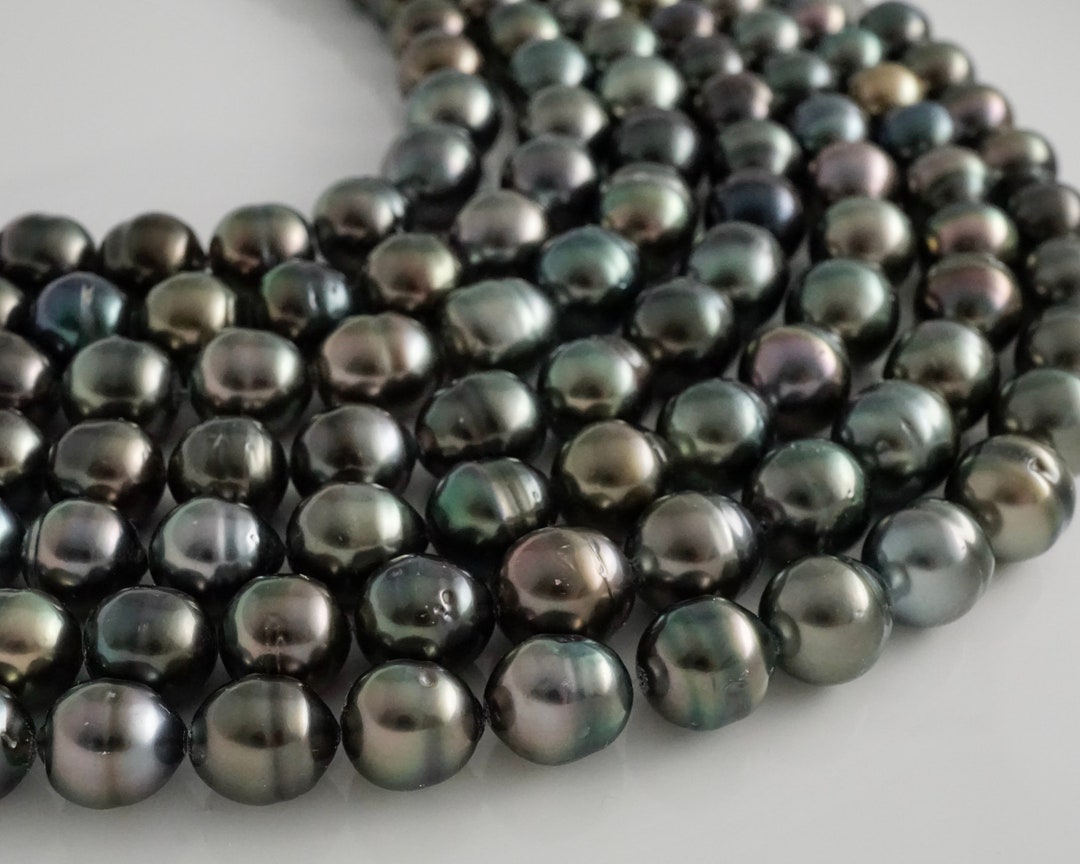 7'' 8-9mm Multi Color Circle Tahitian Pearl Strand, Loose Tahitian ...