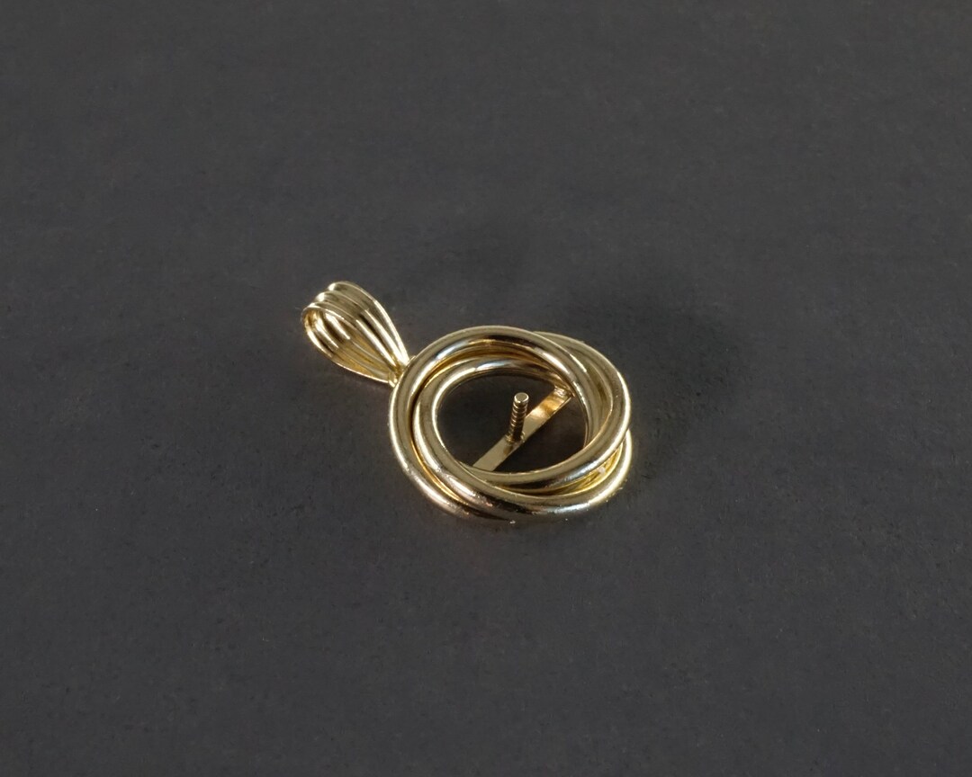 14k Yellow Gold Pearl Pendant Mounting FG229 - Etsy