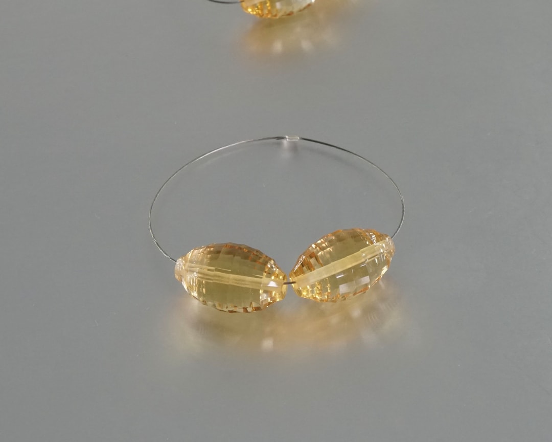 Semi-precious Concave Cut Barrel Shape Golden Citrine Beads, One Pair ...