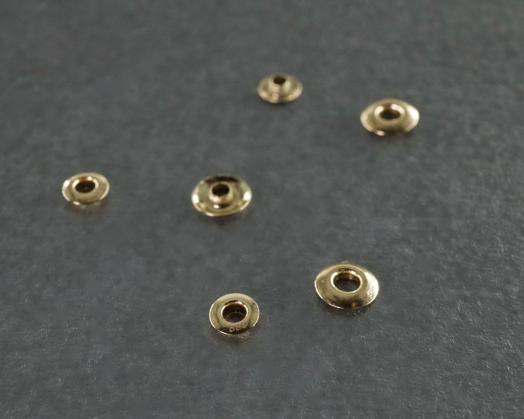 14K Solid Yellow Gold 3.5mm, 4.5mm Bead Grommet, 2 Pieces, FG226 - Etsy