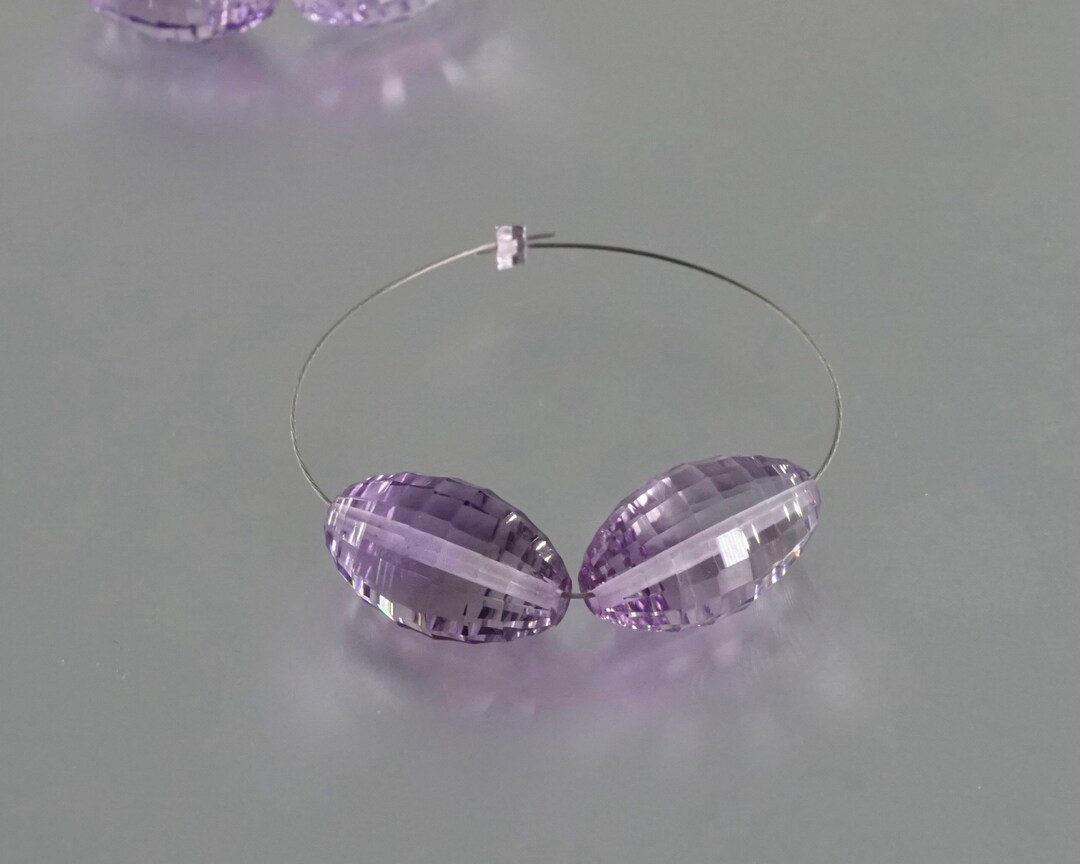 Semi-precious Concave Cut Barrel Shape Pink Amethyst Beads, One Pair ...