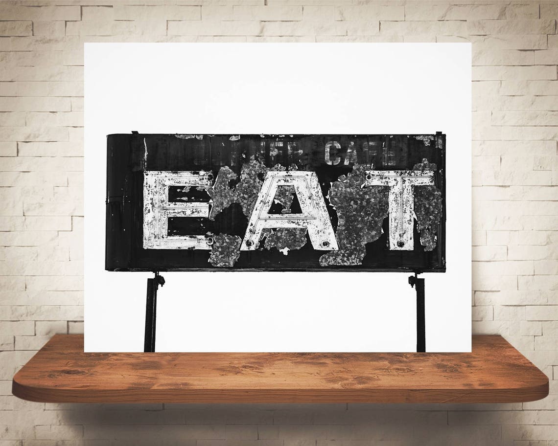 Vintage Diner Eat Sign Photograph Fine Art Print Wall | Etsy
