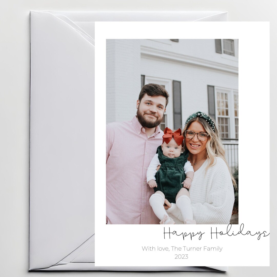 PRINTABLE Christmas Card With Photo, Holiday Card, Preppy Card, Black ...