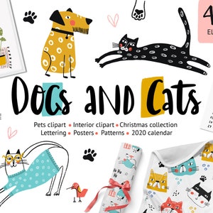 Dog Cat Clipart for Kids Bundle Cute Pets PNG Baby Animal Faces Nursery ...