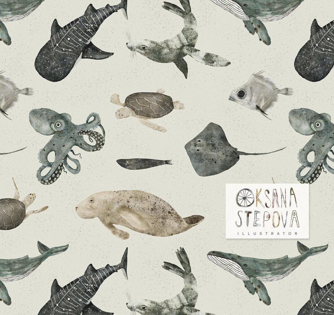 Ocean Animals Seamless Pattern for Kids | Whimsical Sea Creatures ...