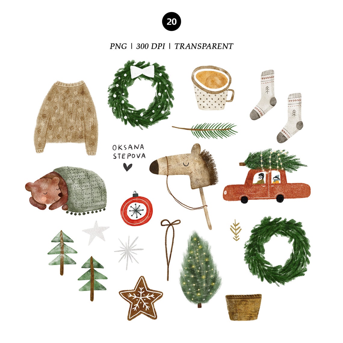 Cozy Christmas Kids Clipart | Winter Holiday Graphic Set | Festive Hand ...