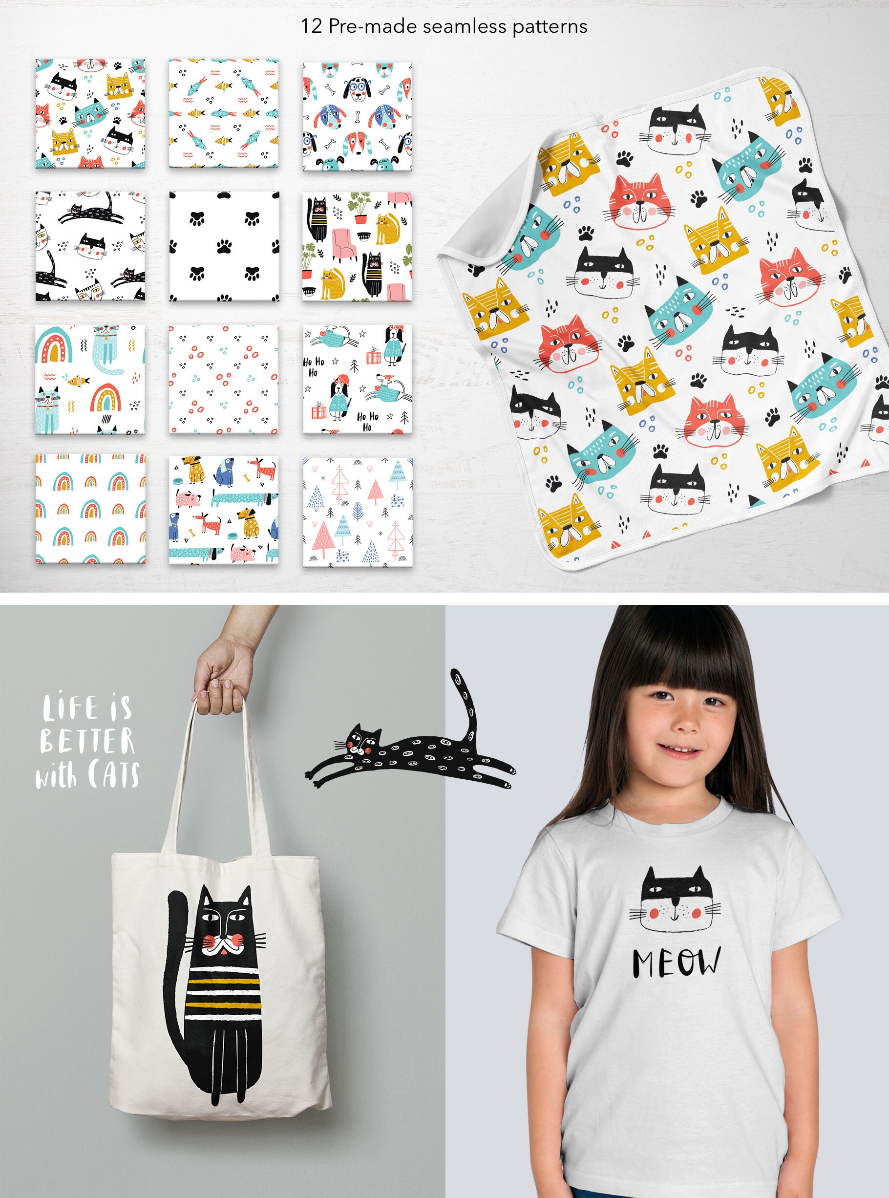 Dog Cat Clipart for Kids Bundle Cute Pets PNG Baby Animal Faces Nursery ...