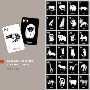 ABC Cards for Kids Alphabet Flashcards PNG Preschool Printables Animal ...