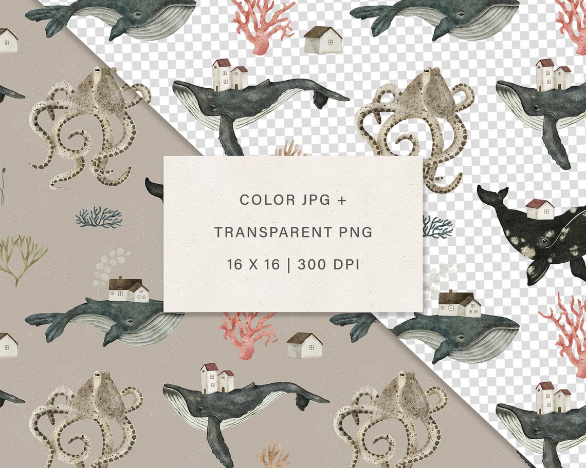 Underwater Seamless Patterns | Sea Life Digital Paper | Printable ...