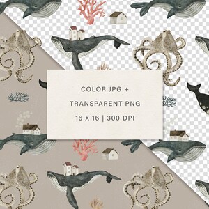 Underwater Seamless Patterns | Sea Life Digital Paper | Printable ...