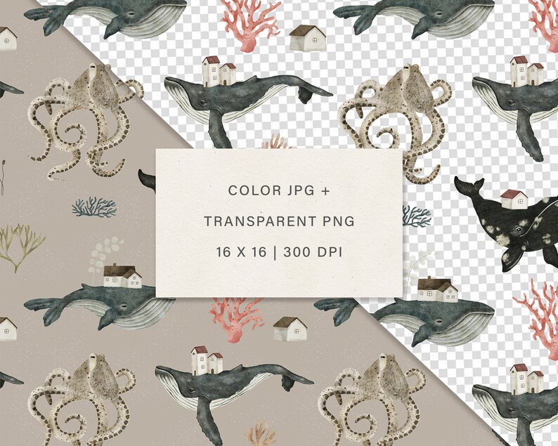 Underwater Seamless Patterns | Sea Life Digital Paper | Printable ...