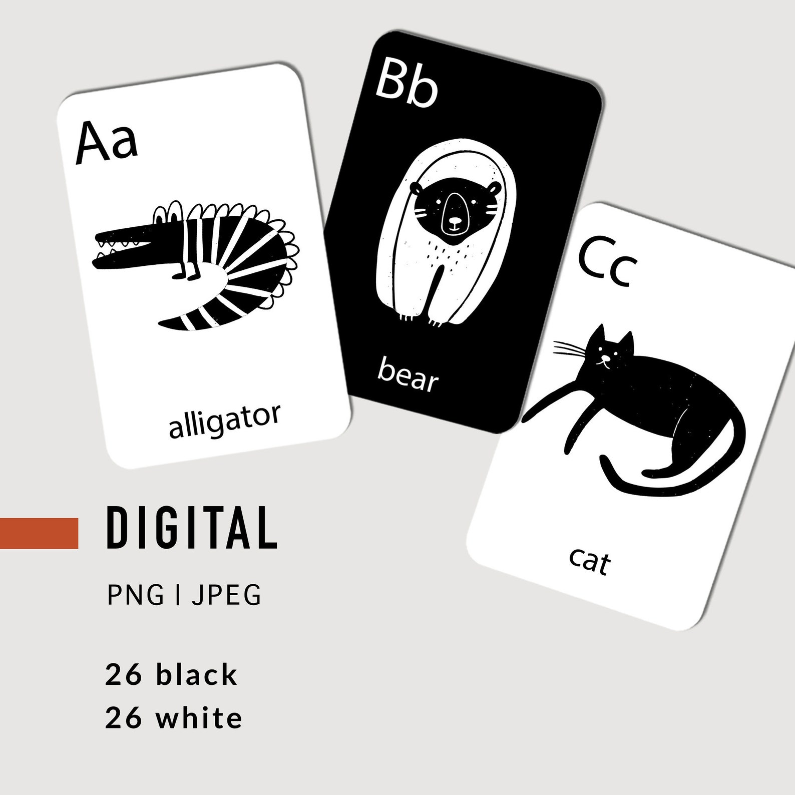 ABC Cards for Kids Alphabet Flashcards PNG Preschool Printables Animal ...