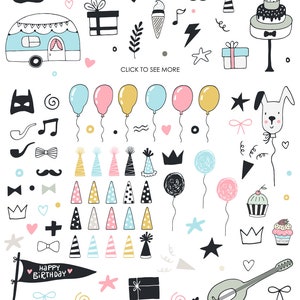 Birthday Boy Vector Clipart Greeting Card Download Balloons Cupcake ...