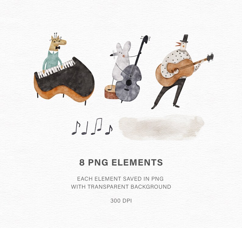 Music Artists Png Clipart for Kids Animals With Musical Instruments ...