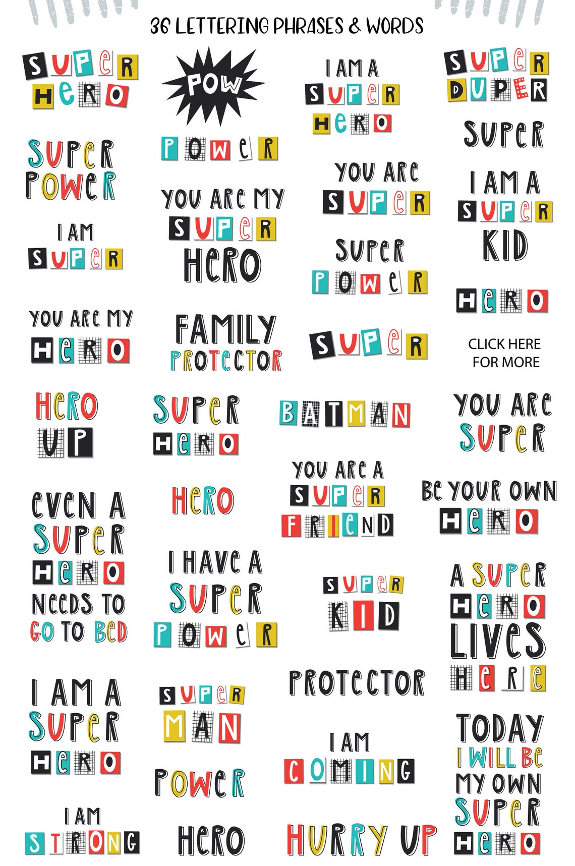 Super Hero Digital Kids Vector Clipart Child PNG Illustrations Animals ...