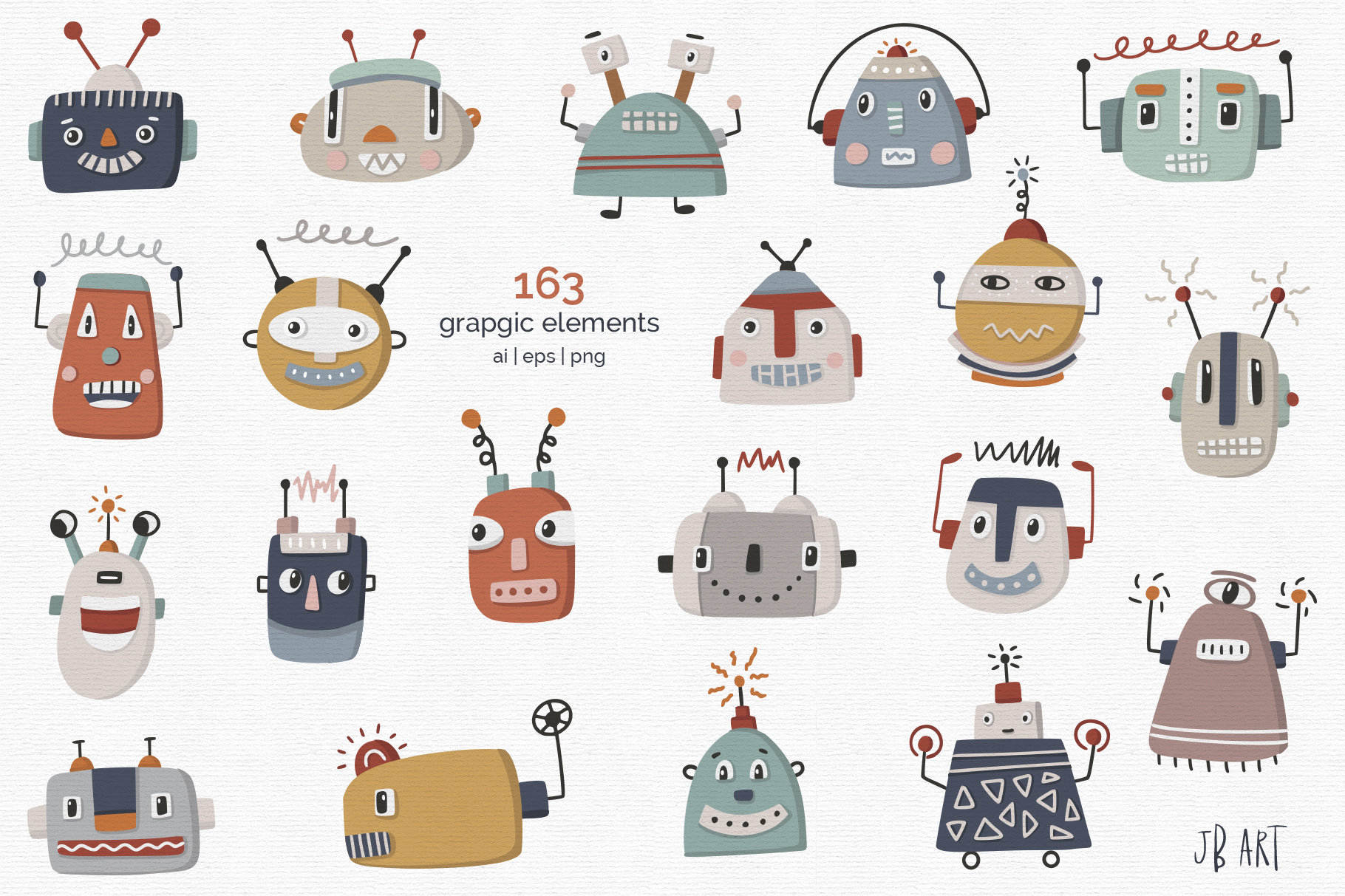 Robot Clipart Baby Digital Nursery Art Seamless Pattern Digital Paper ...