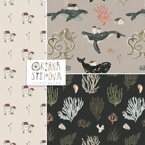 Underwater Seamless Patterns | Sea Life Digital Paper | Printable ...