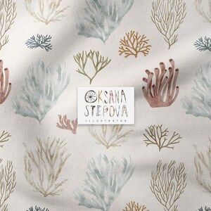 Watercolor Coral Reef Seamless Pattern | Ocean Seaweed Digital Paper ...