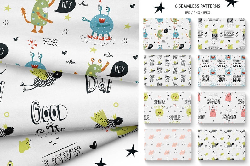 Monsters Clipart for Kids Digital Baby Animals Nursery Posters Digital ...