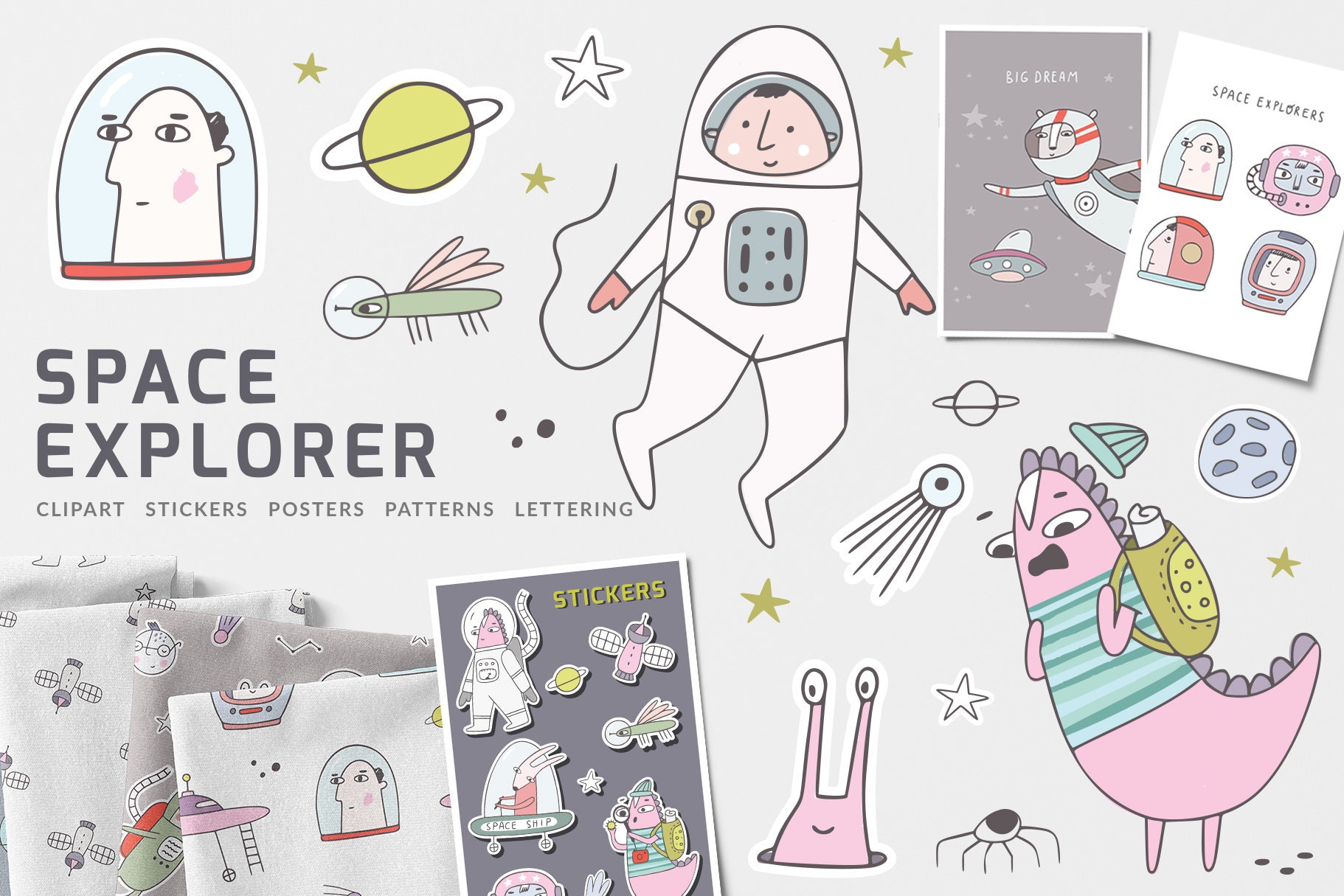 Space Clipart for Kids Outer Space Stickers Printable Download Spaceman ...
