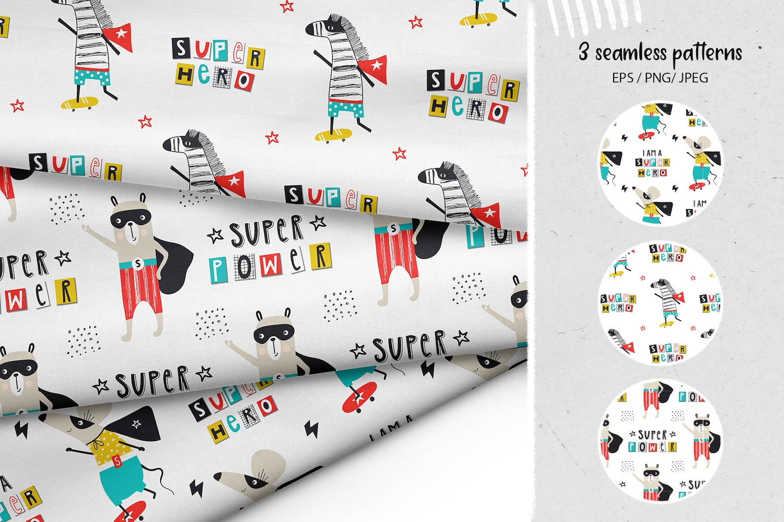 Super Hero Digital Kids Vector Clipart Child PNG Illustrations Animals ...