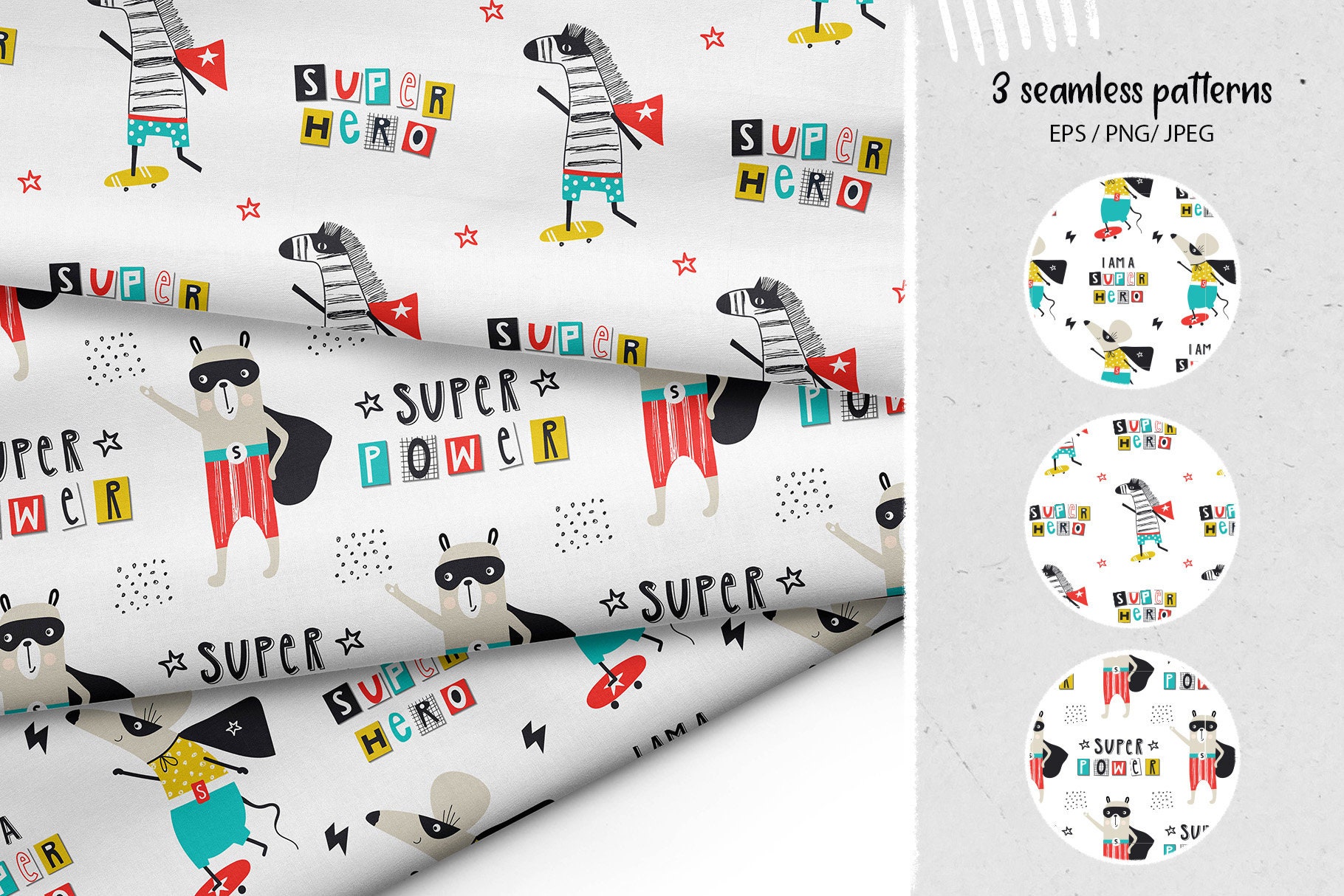 Super Hero Digital Kids Vector Clipart Child PNG Illustrations Animals ...