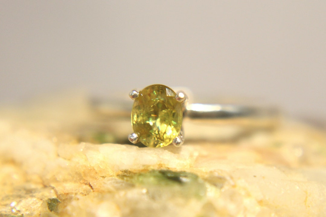 SPHENE TITANITE Genuine Greenish-yellow Brilliant Sphene .925 Sterling ...