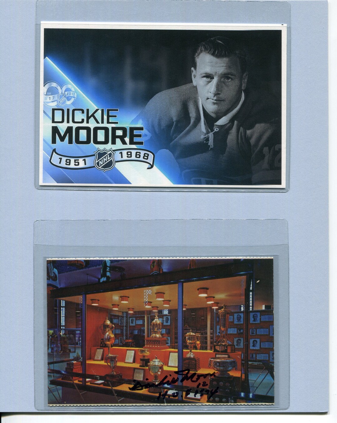 Dickie Moore, Hockey Legend, Signed Autograph 3-1/2 X 5-1/2" Color Photograph Mat Display ...