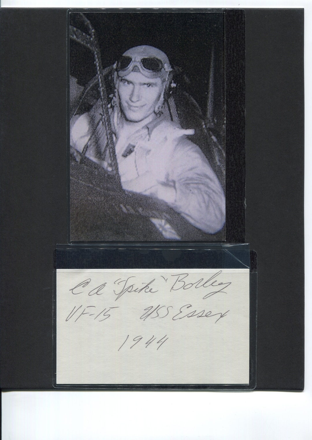 WWII Ace, Clarence A. spike Borley, 3x5 Inch SIGNED Mat Display Ready ...