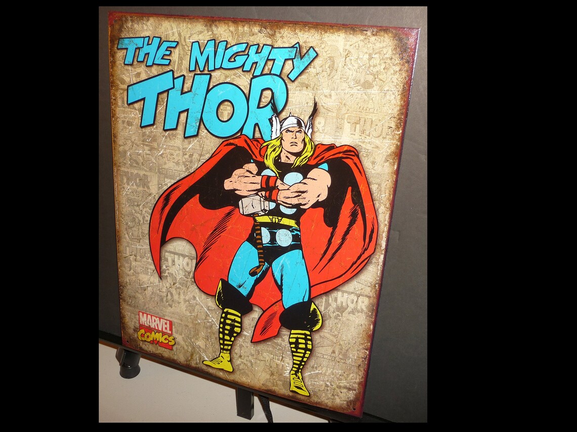 Thor Marvel Comics Retro Tin Sign Metal Poster Vintage Look Thor Wall ...