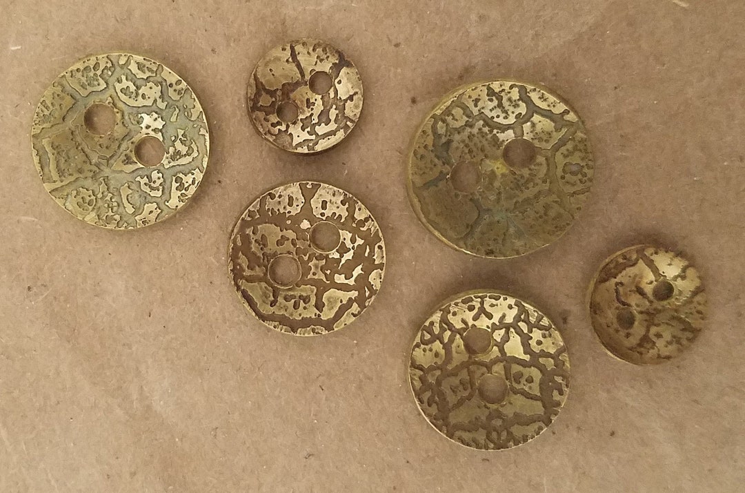 Handcrafted Etched Brass Buttons: Abstract Crackle Design - Etsy