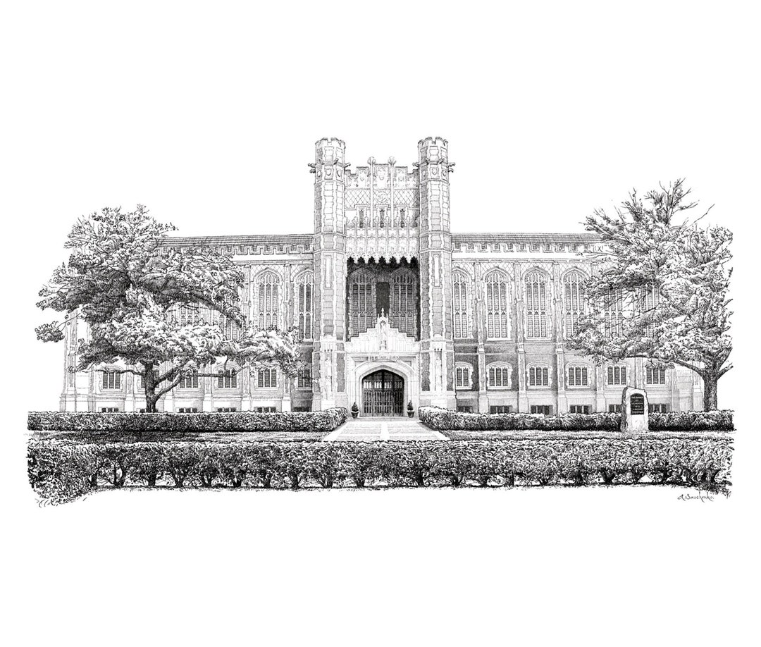 University of Oklahoma Library Art Print Bizzell Memorial Library ...