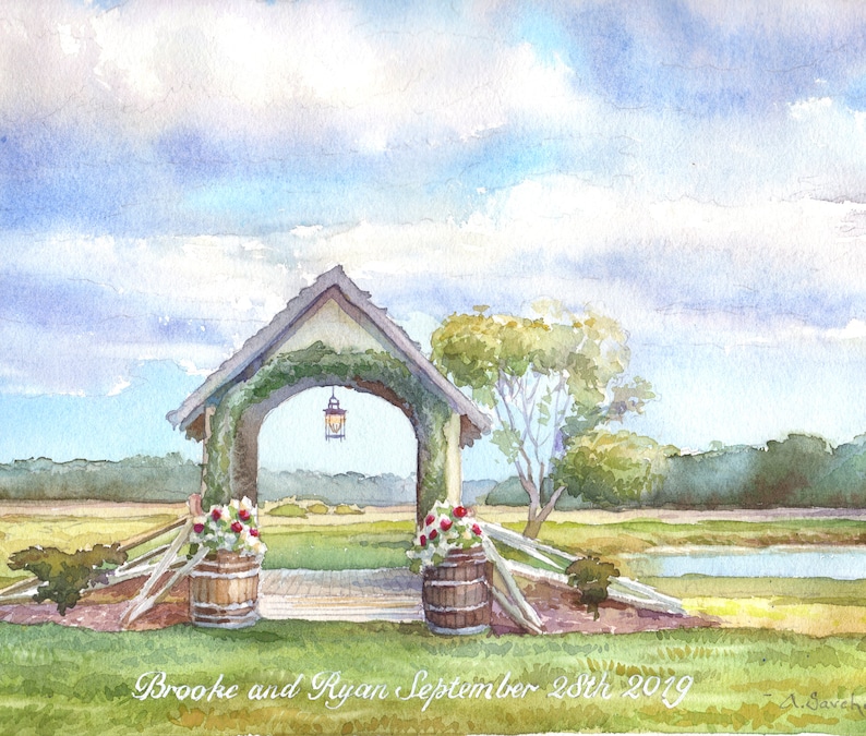 Custom Wedding Venue Painting Watercolor Wedding Venue - Etsy