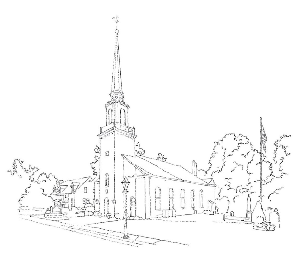 Digital Drawing of Building Custom Illustration for Invitations Wedding ...