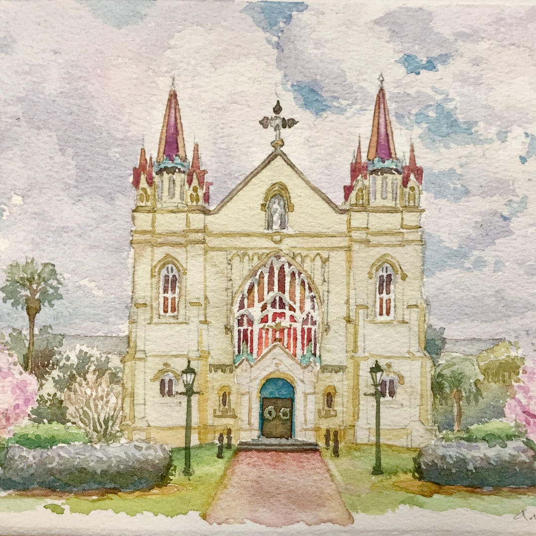 St Joseph Chapel Art Print, Mobile Alabama Watercolor Art, Wedding ...