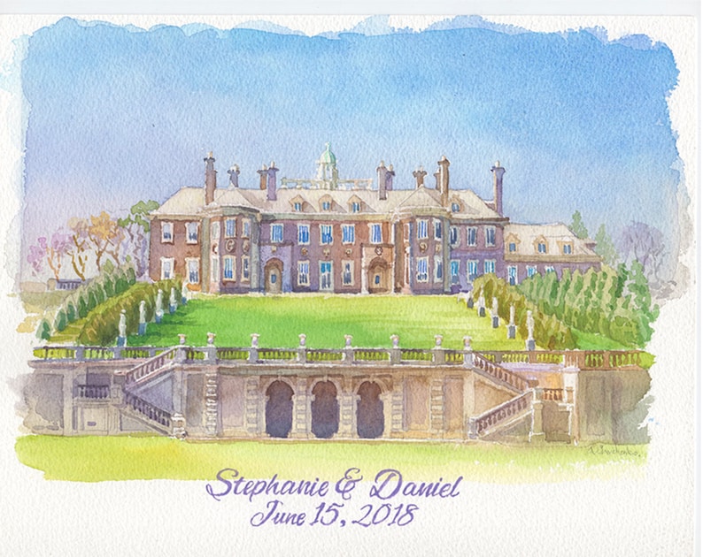 Custom Wedding Venue Painting Watercolor Wedding Venue - Etsy