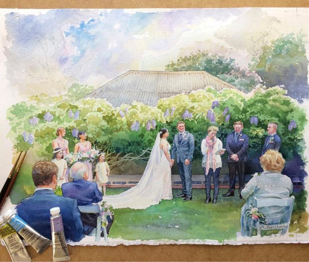 Custom Wedding Ceremony Art Original Painting Wedding Portrait From ...