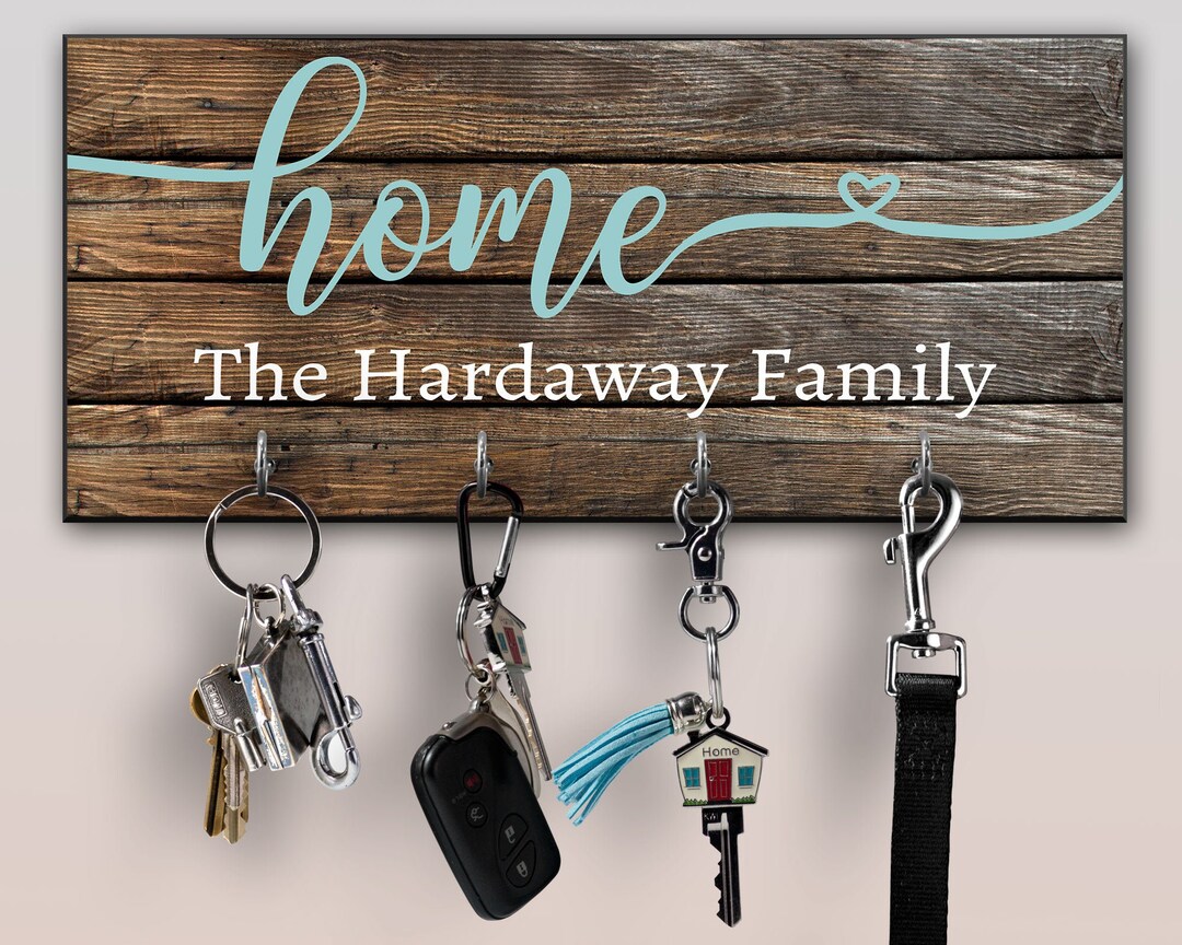 Personalized Key Ring Holder, Family Key Holder, Home Key Rack, Couples ...